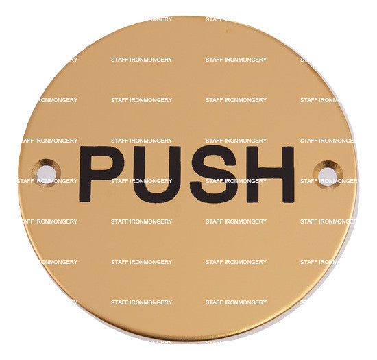 Bary Push Indicator Sign Polished Brass — Newstar Door Controls Ltd