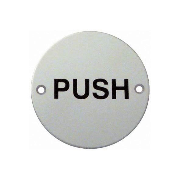 Bary Push Indicator Sign Satin Stainless — Newstar Door Controls Ltd
